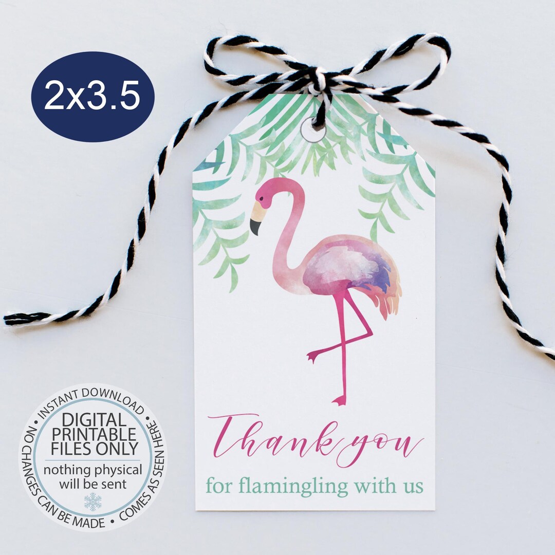 Printable Flamingo Favor Tags, Flamingo Birthday, Thank You Tags, Luau ...