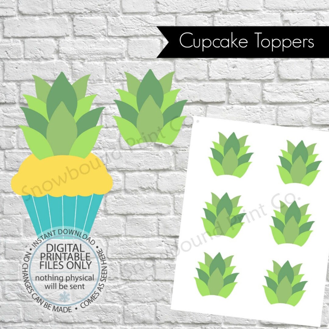 Printable Pineapple Cupcake Toppers, Printable Birthday Cupcake Picks ...