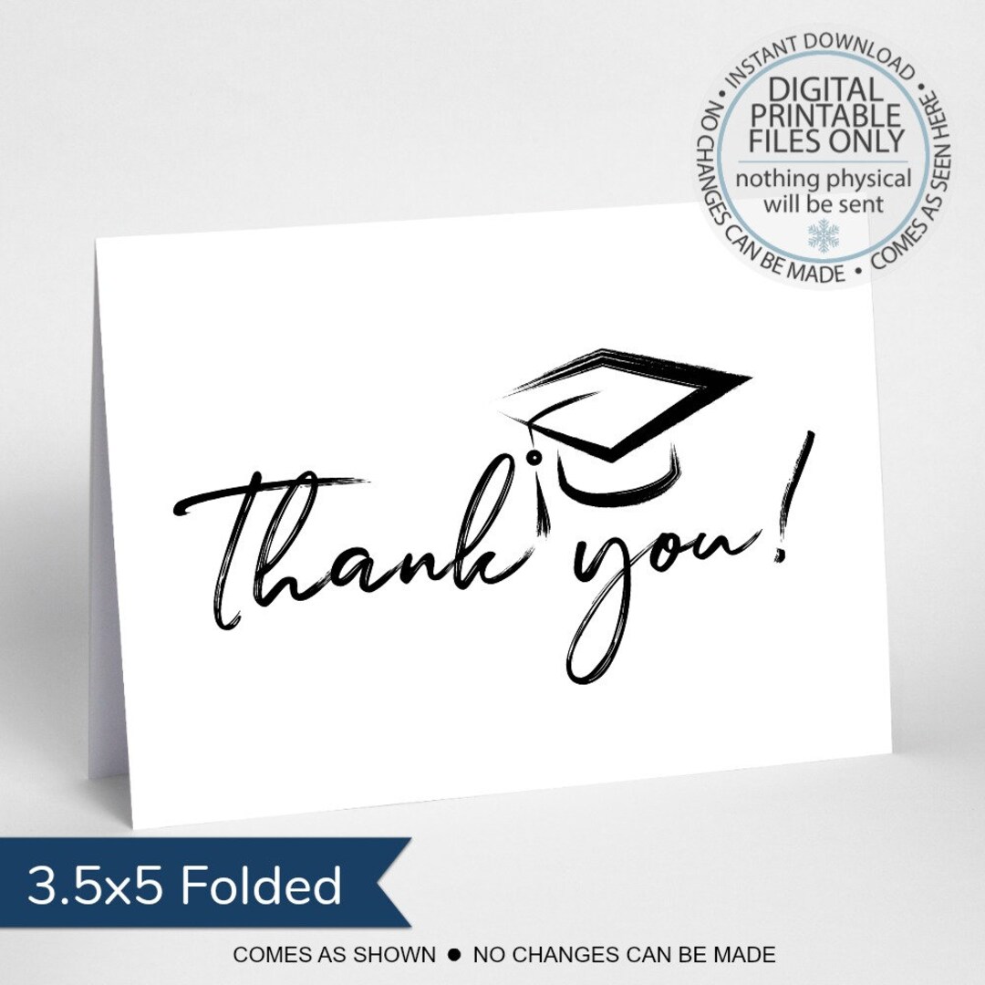Printable Graduation Thank You Card, Appreciation Card, Graduation Card ...
