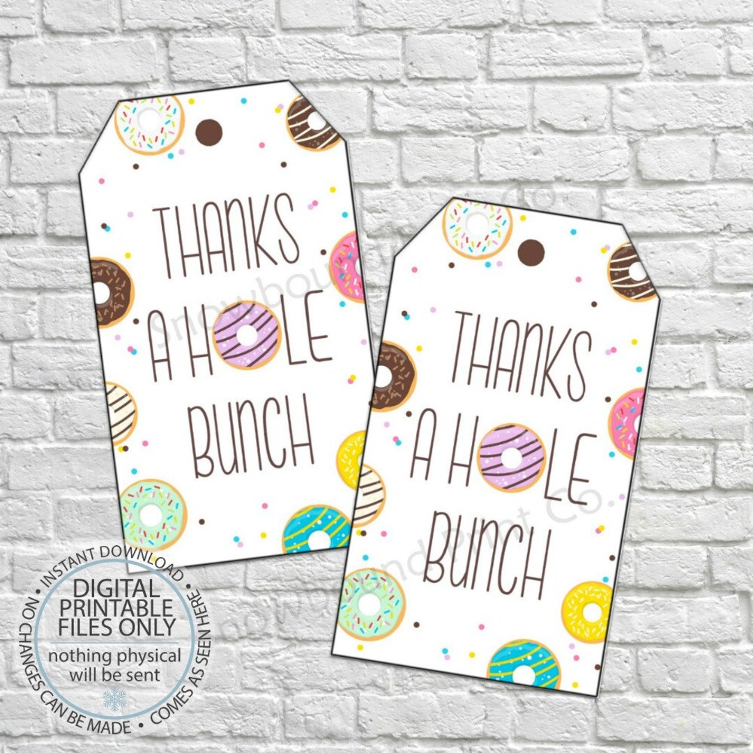 Donut Favor Tags, Donut Birthday, Thank You Tags, Doughnut Birthday ...