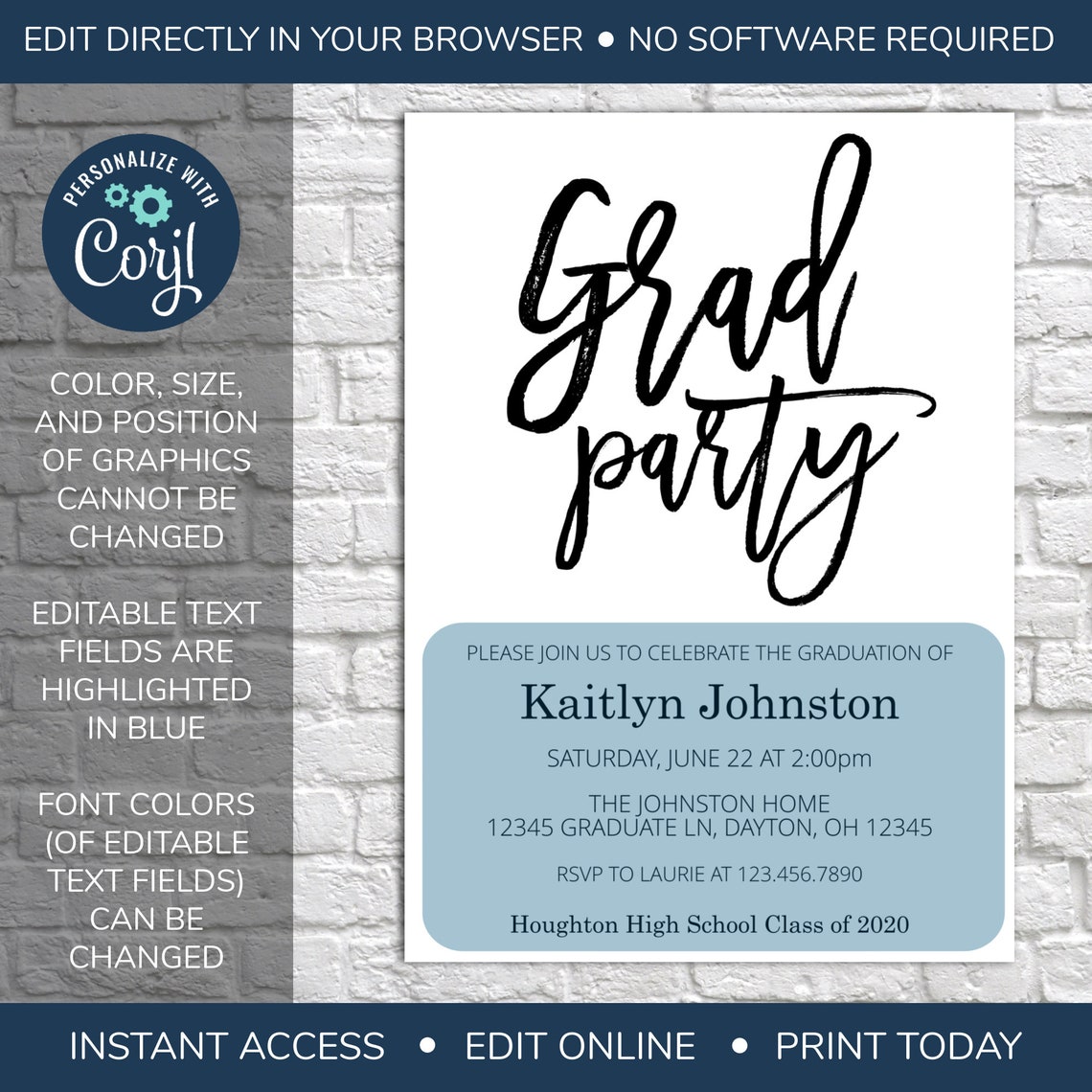 EDITABLE Class of 2023 Graduation Open House Invitation - Etsy