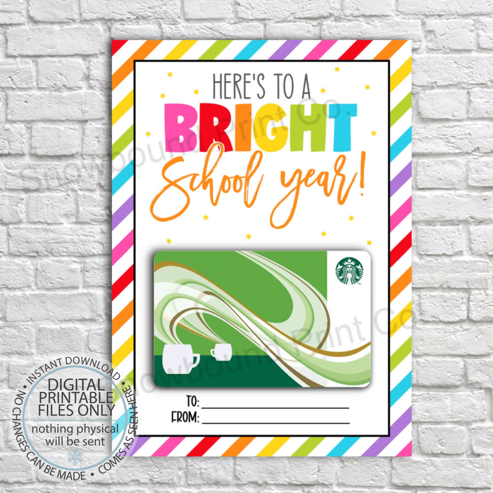 Printable Back to School Teacher Gift Here's to a Bright - Etsy