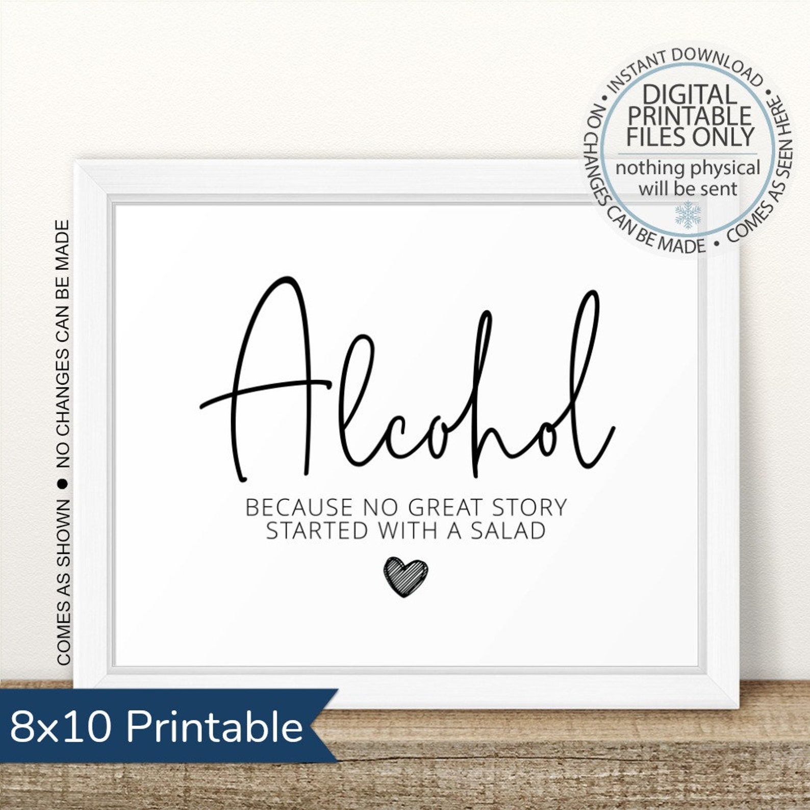 Printable Alcohol Sign Wedding Bar Sign Because No Great - Etsy