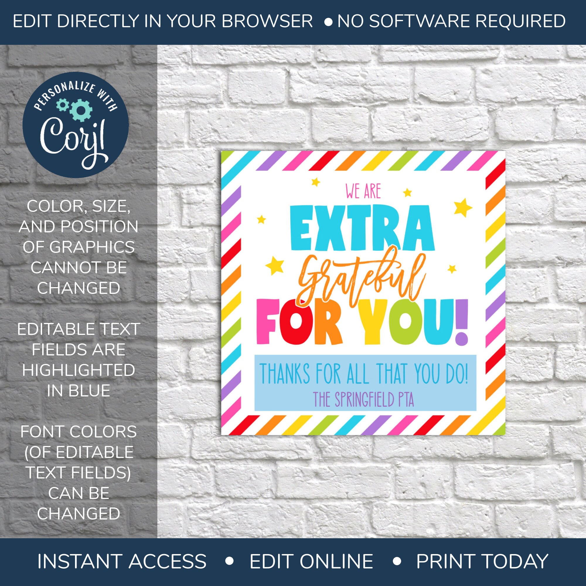 EDITABLE We Are Extra Grateful for You Tag, Extra Gum Gift Tag, Teacher ...