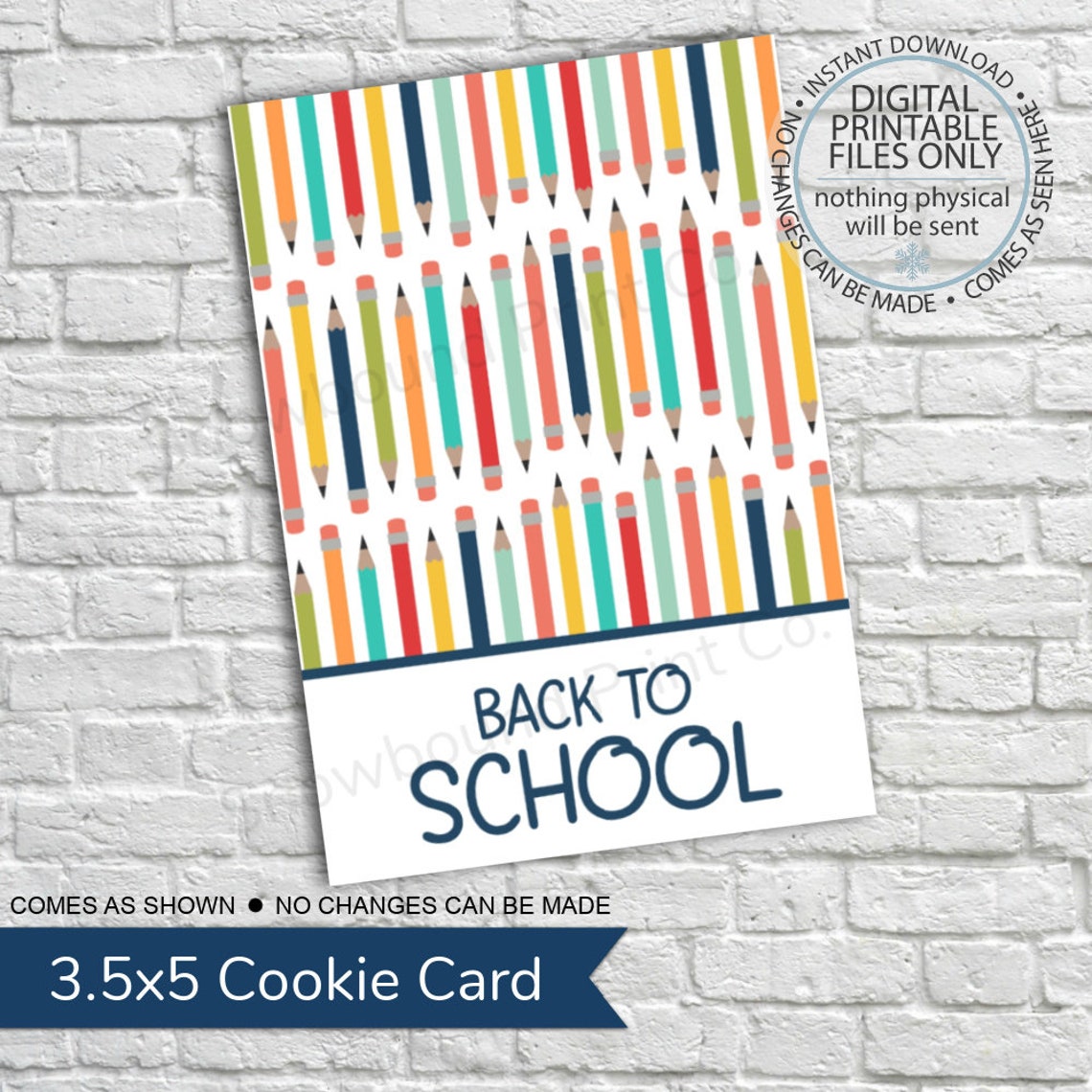 PRINTABLE Mini Cookie Card - 3.5"x5" - Welcome Back to School, Teacher ...