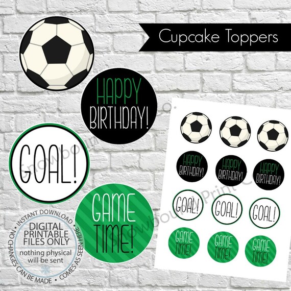 Printable Soccer Cupcake Toppers Printable Birthday Cupcake | Etsy