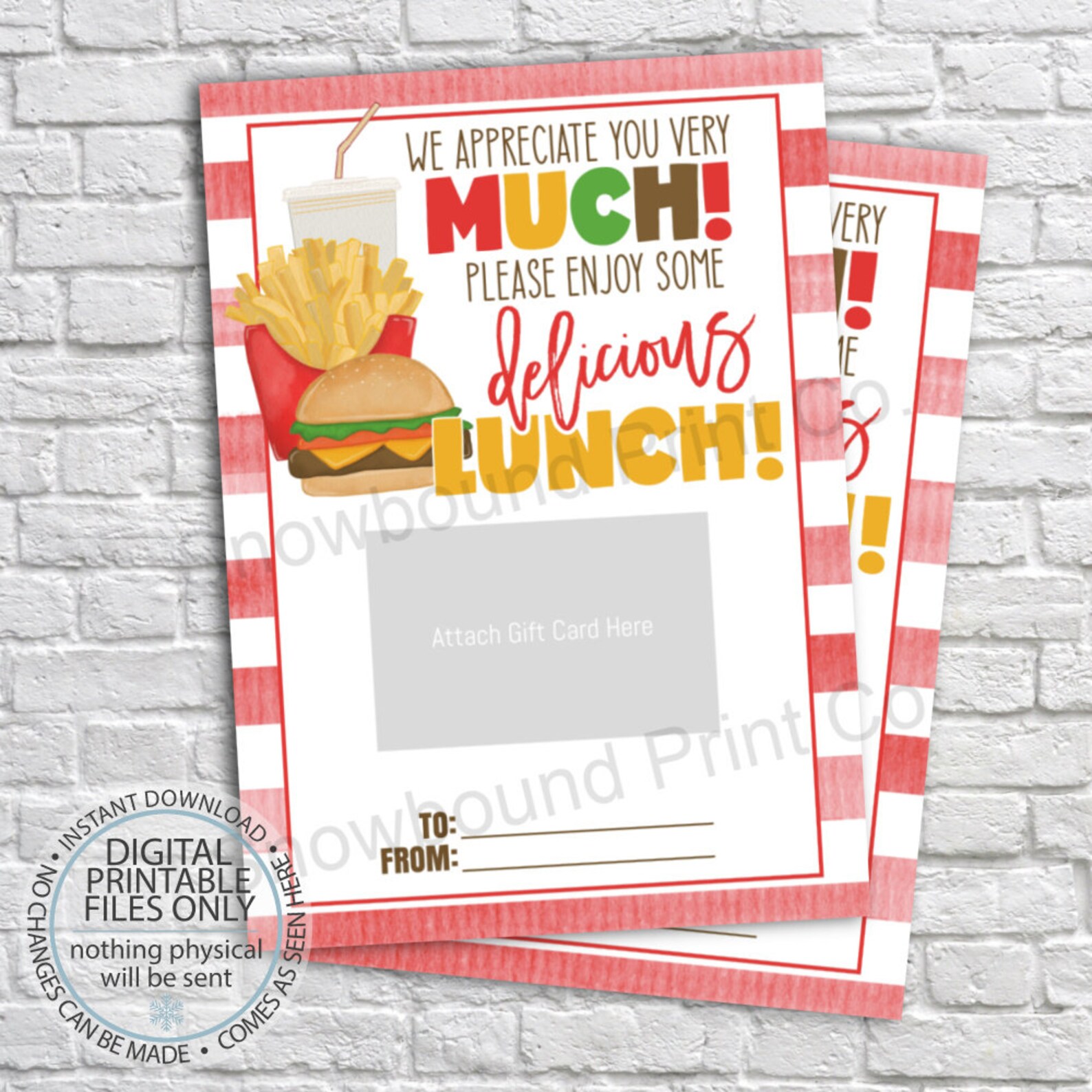 PRINTABLE Fast Food Gift Card Holder, Staff Employee Nurse, Teacher ...