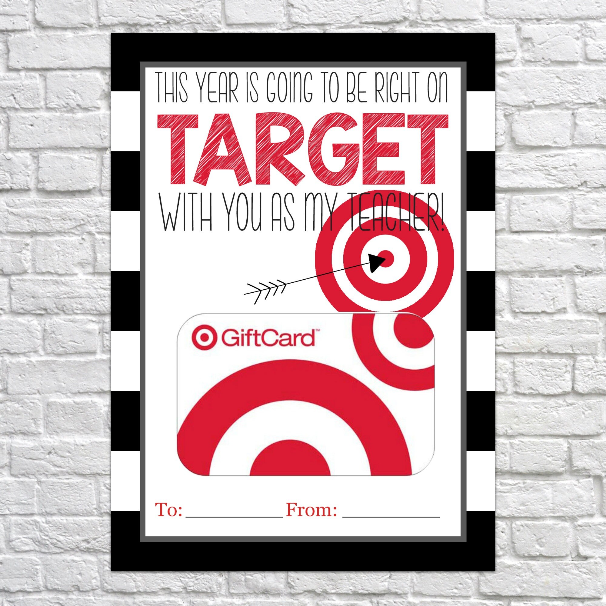 Printable Teacher Gift Right on Target Gift Card Holder | Etsy