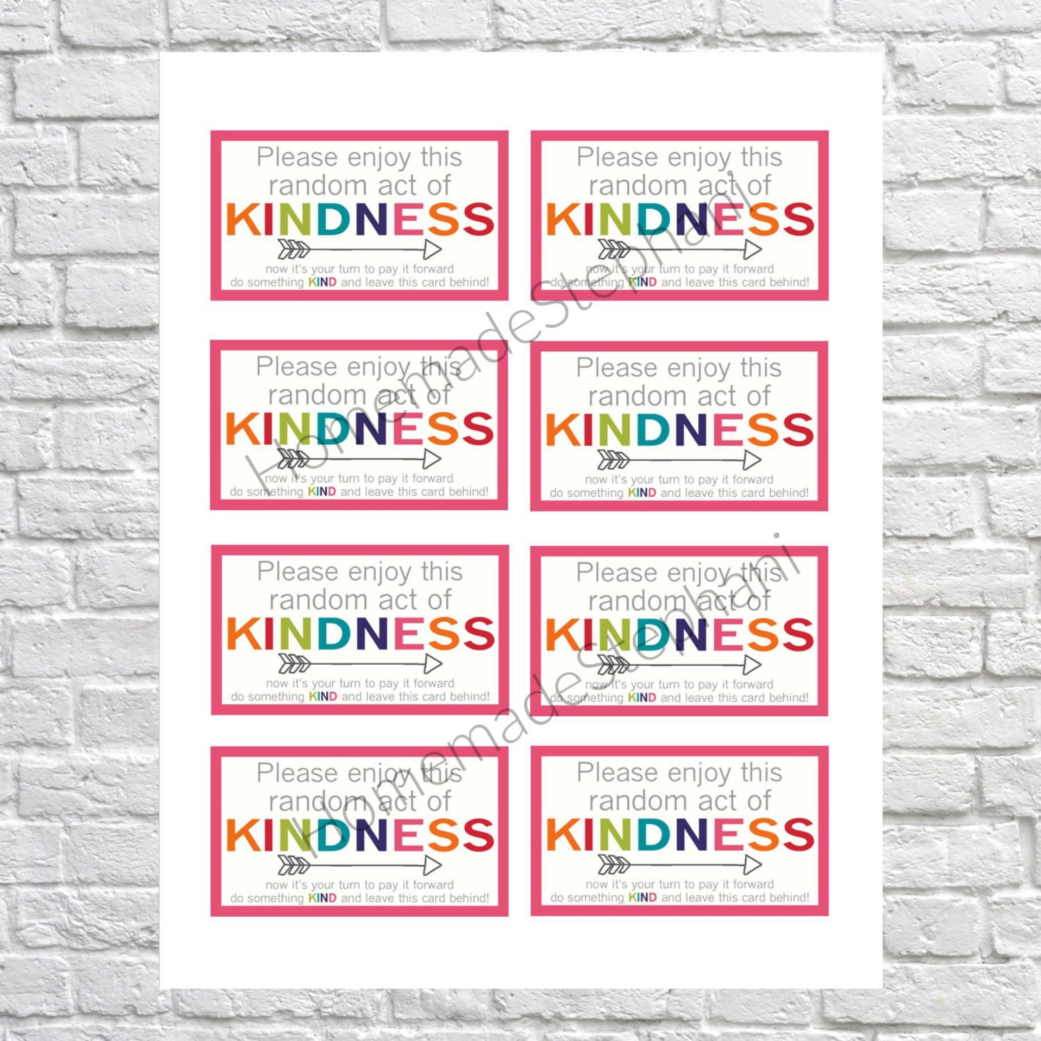 Printable Random Act of Kindness Cards RAOK Pay It Forward - Etsy