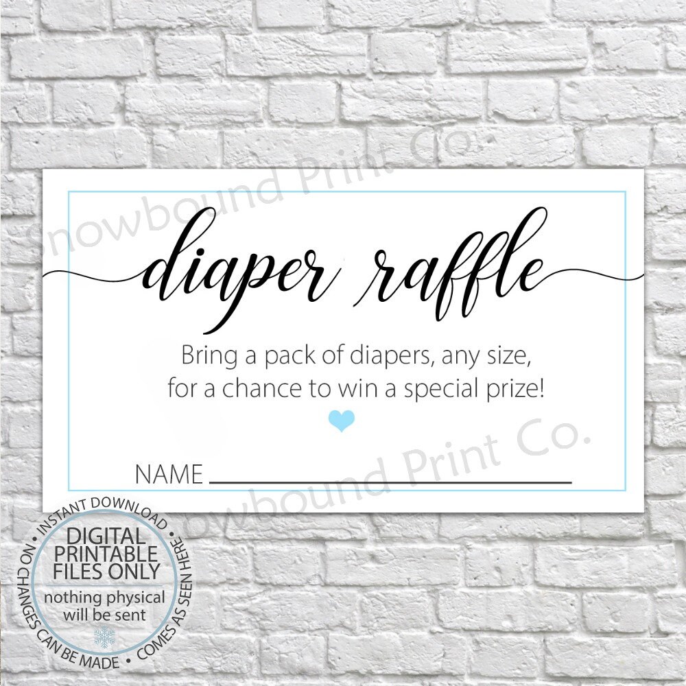 Diaper Raffle Insert Baby Shower Game Diaper Raffle Ticket | Etsy