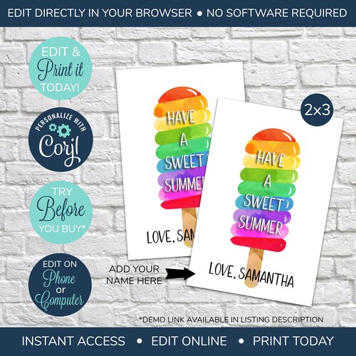 EDITABLE Have a Sweet Summer Tag End of School Year Tag - Etsy