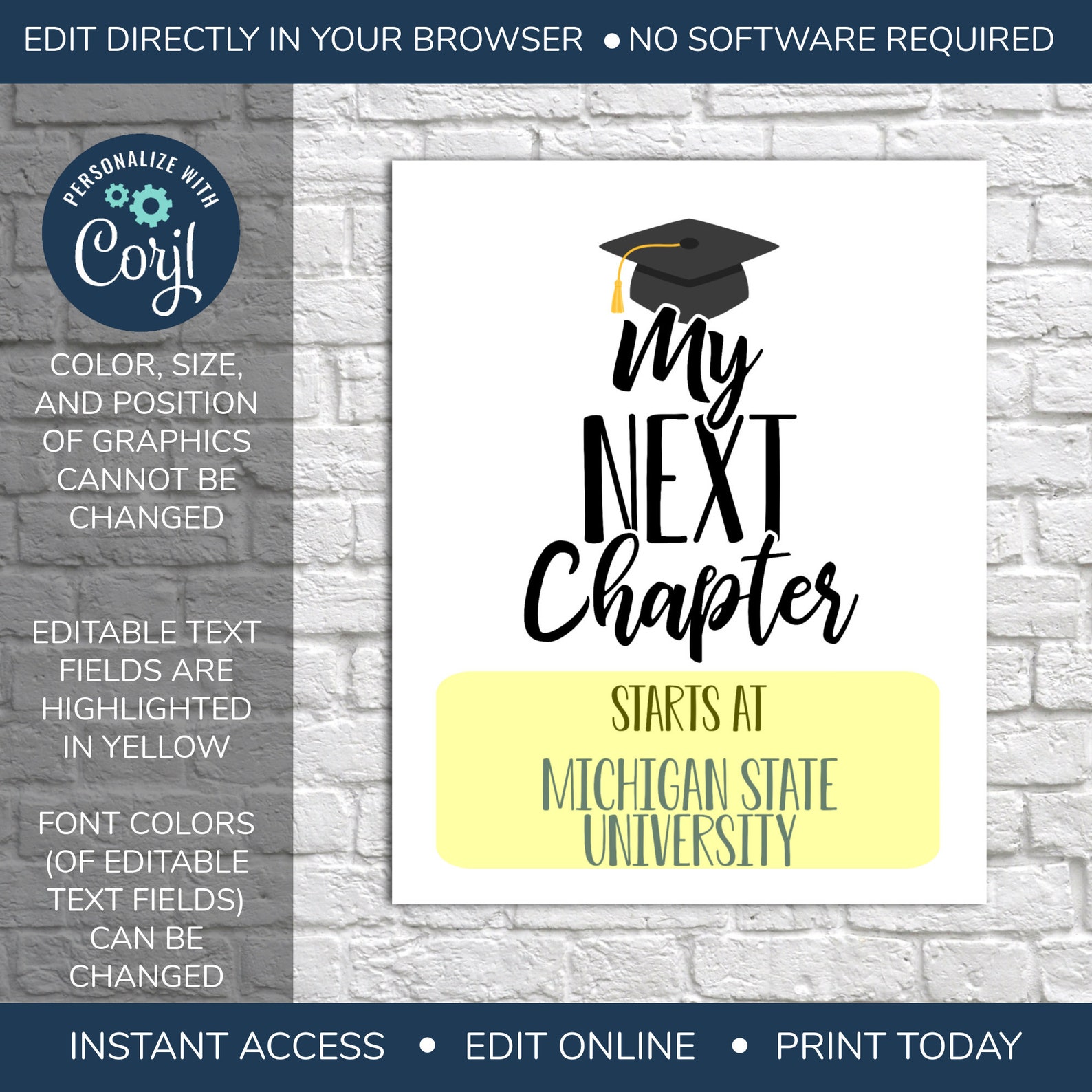 EDITABLE Graduation My Next Chapter Sign, Graduation Open House Signs ...