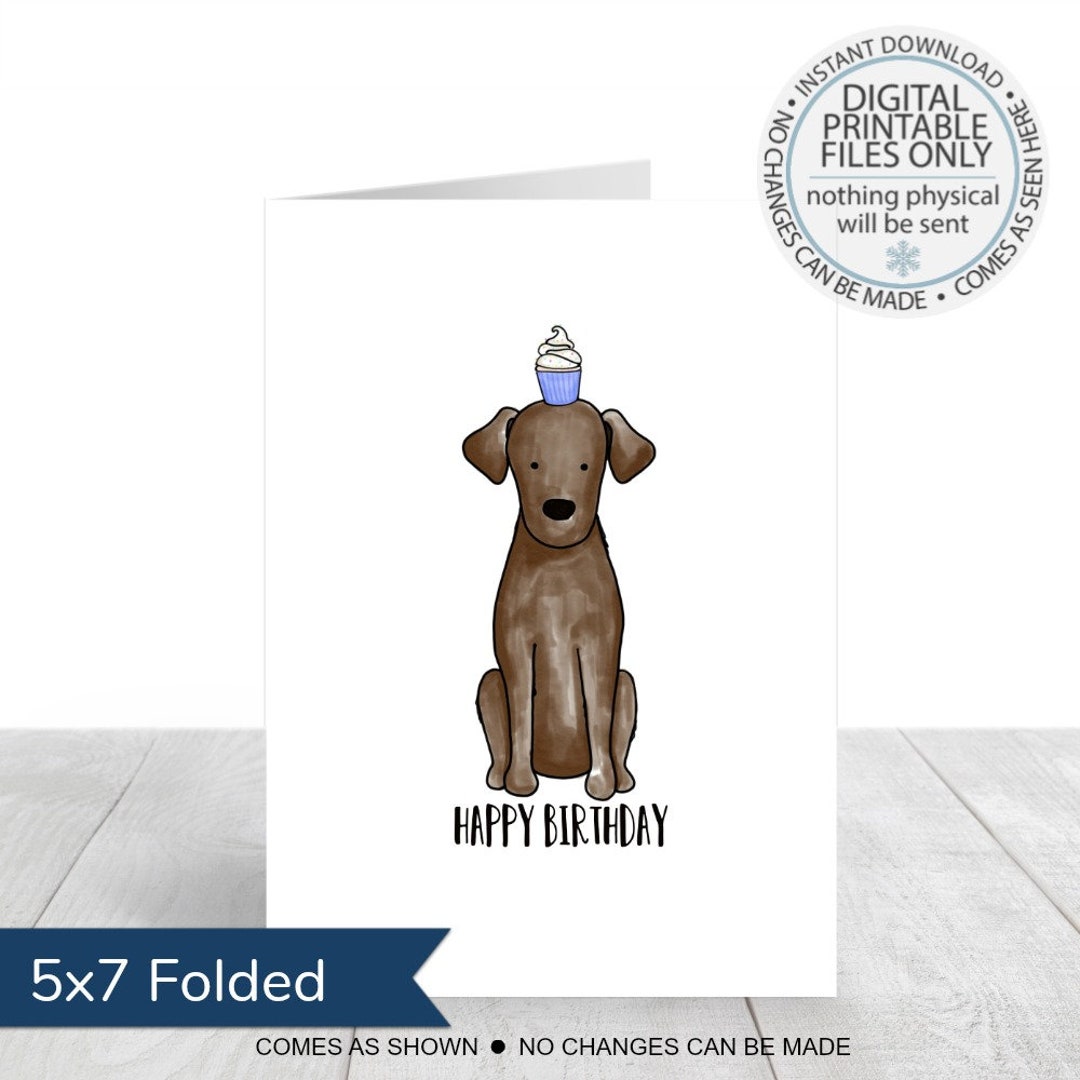 Printable Birthday Card, Happy Birthday Greeting Card, Dog Birthday ...
