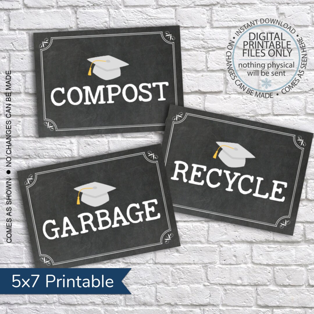 Graduation Party Sign, Garbage Sign, Clean Up, Open House Sign ...