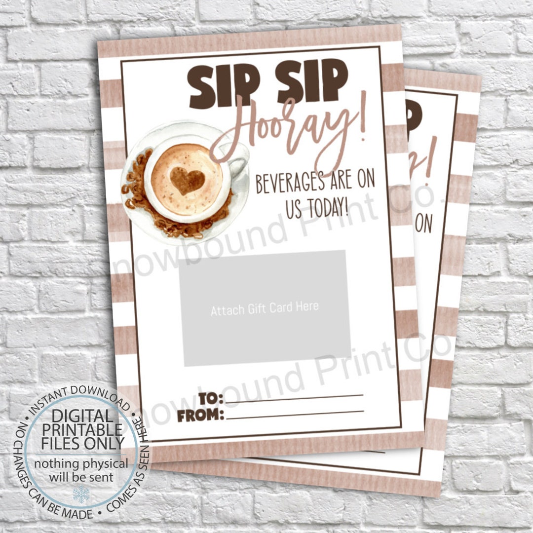 Coffee Thank You Gift Card Holder, Sip Sip Hooray, Latte Appreciation ...