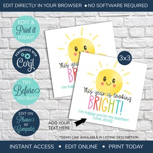 EDITABLE This Year is Looking Bright Tag, Back to School Year Tag ...