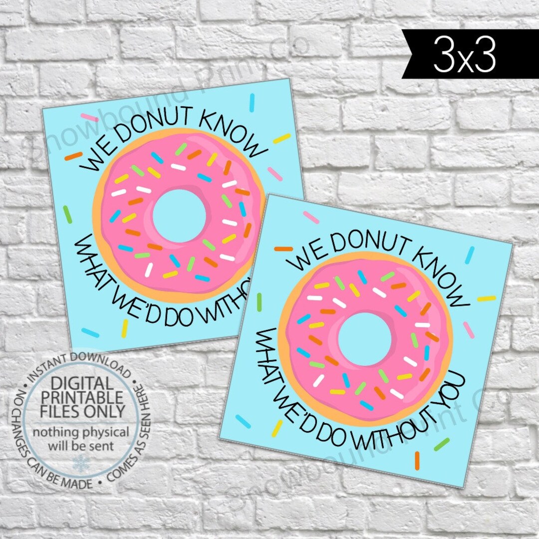Donut Thank You Tags, Teacher Gift Tags, Donut Know What We Would Do ...