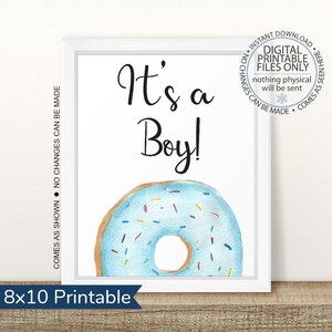 Printable It's a Boy Sign, Boy Donut Sign, Baby Sprinkle Decor, Donut ...
