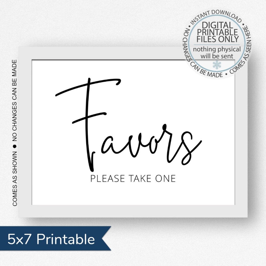 Printable Favors Sign, Wedding Favors Table Sign, Wedding Favors Sign ...