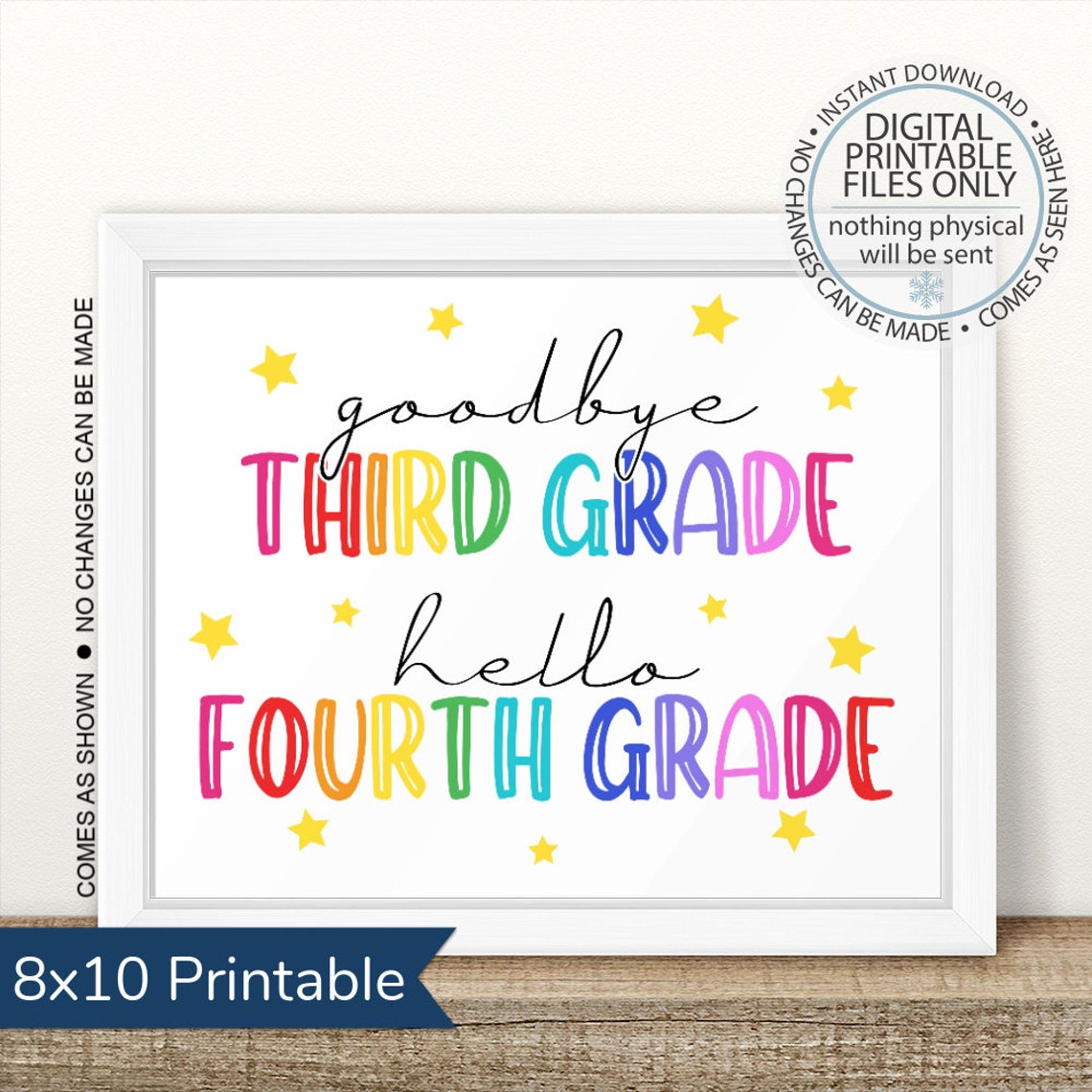 Printable Last Day of Third Grade Goodbye Third Grade Hello - Etsy