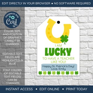 EDITABLE St. Patrick's Day Favor Tags, Classroom Favor Tag, Lucky to ...
