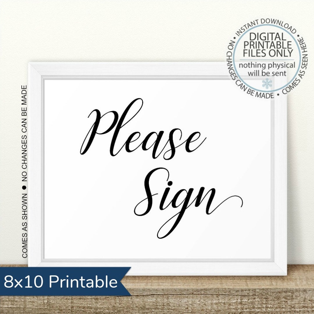 Please Sign, Guest Book Sign, Wedding Guestbook Sign, Party or Shower ...