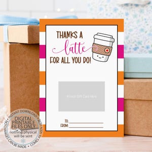 Thanks a Latte for All You Do, Gift Card Holder, Thank You Gift Card ...