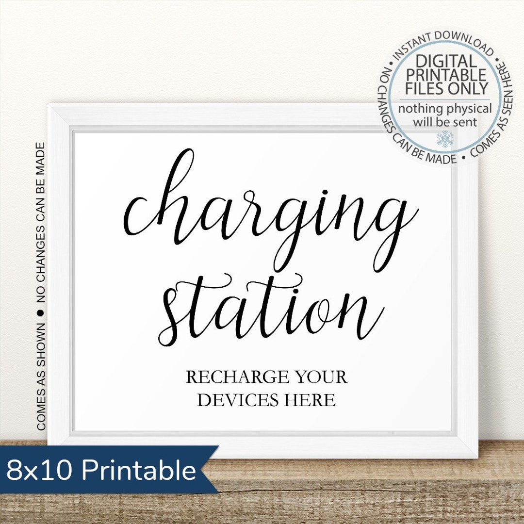 Charging Station Sign, Recharge Your Devices Here, Wedding Charge Bar ...