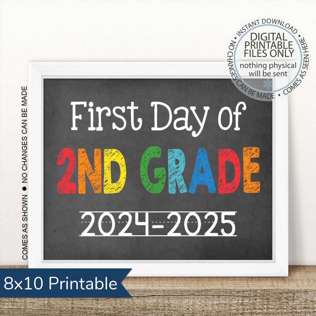 Erster Tag der zweiten Klasse 2024-2025, Erster Schultag druckbar, Erster Schultag Bild, Erster ...