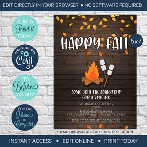 EDITABLE Fall Festival Invitation, Neighborhood Open House Invitation ...