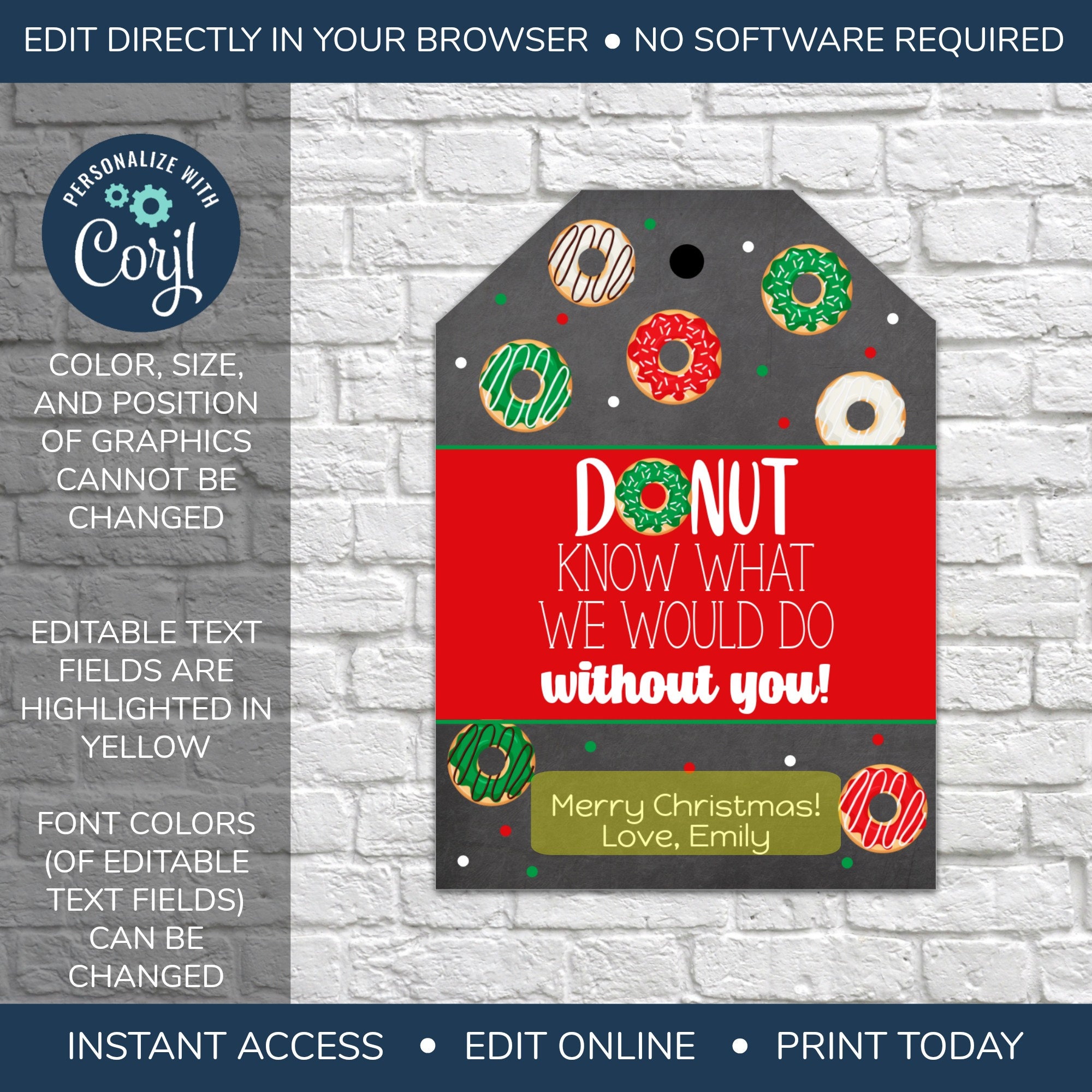 EDITABLE Donut Thank You Tags, Teacher Gift Tags, Donut Know What We ...