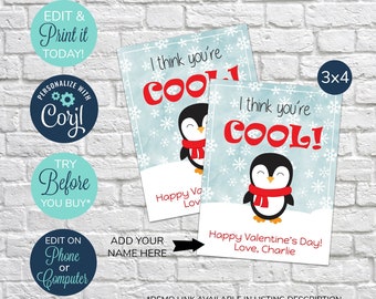 EDITABLE Classroom Valentine's Day Cards Purrfect | Etsy