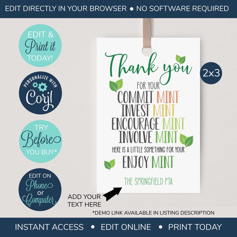 Mint Thank You - Etsy