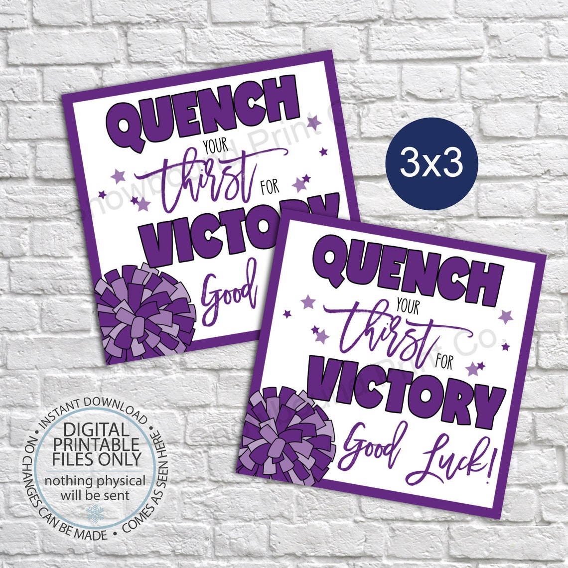 Printable Good Luck Cheer Tag, Quench Your Thirst for Victory Tag ...