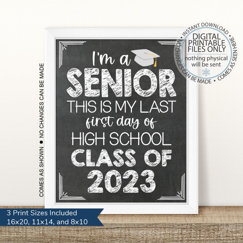 I'm a Senior First Day of Senior Year Sign Printable - Etsy