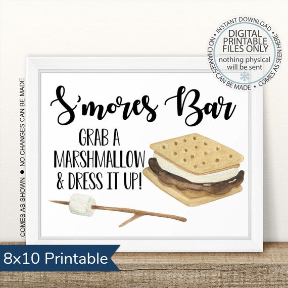 Printable S'mores Bar Sign Printable S'mores Table | Etsy