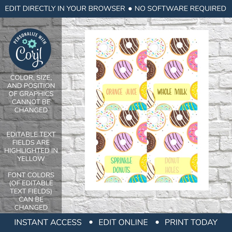 EDITABLE Donut Party Food Tents Donut Birthday Food Labels - Etsy