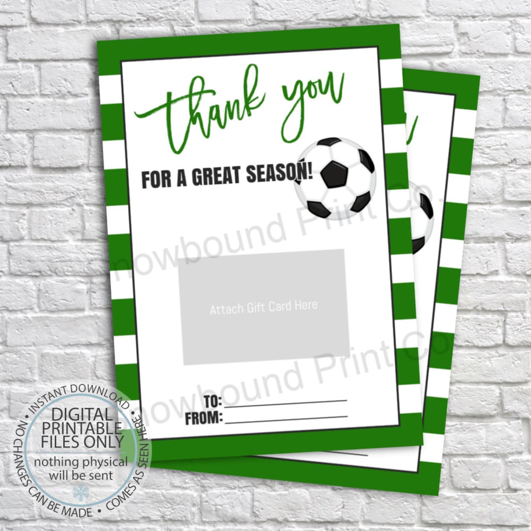 Printable Soccer Coach Gift Card Holder, Printable Gift Card Holder ...