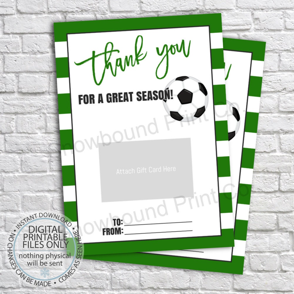 Printable Soccer Coach Gift Card Holder Printable Gift Card | Etsy