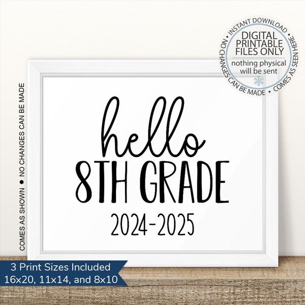 8th Grade First Day Sign - Etsy