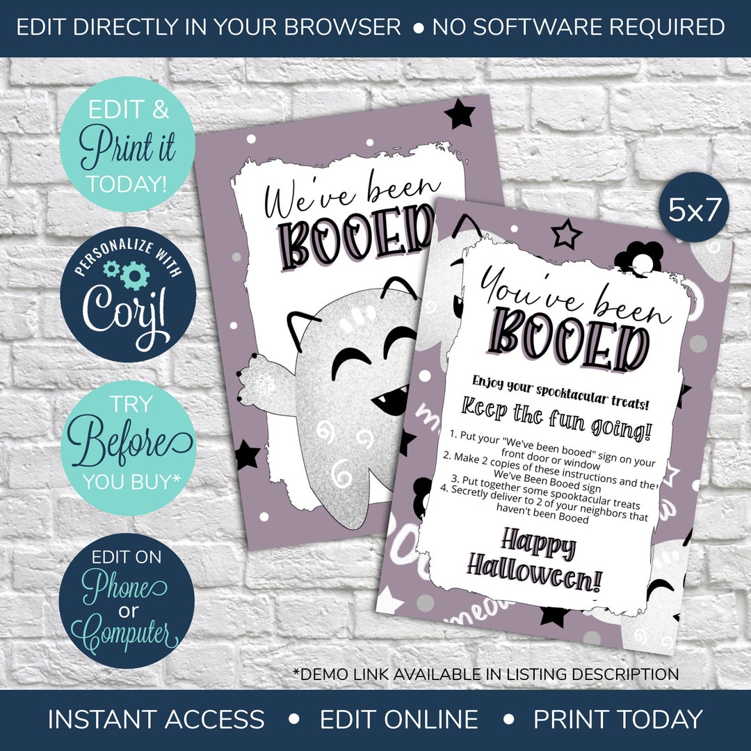 EDITABLE Halloween You've Been Booed Sign, Cute We've Been Booed ...