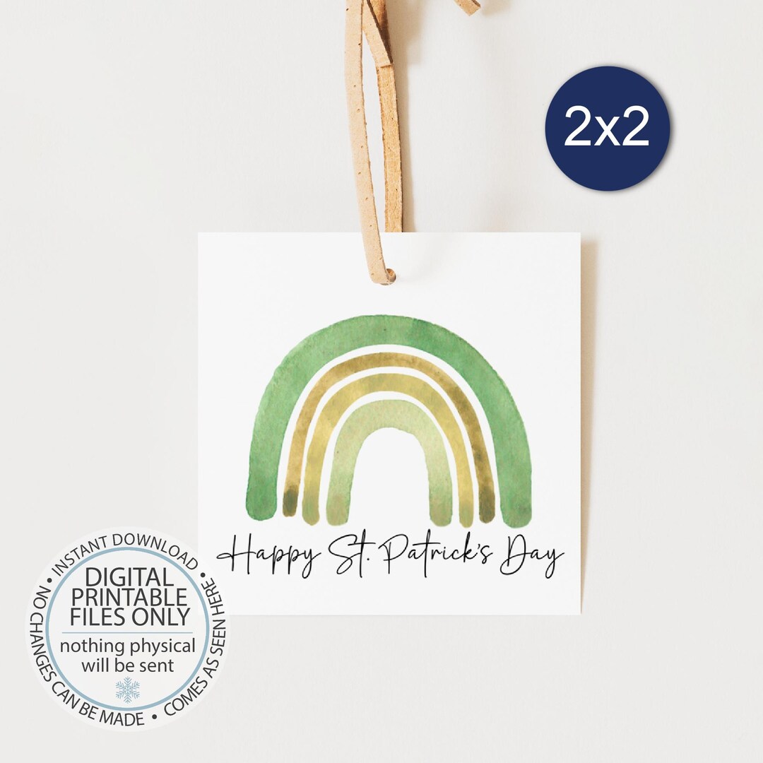 Printable Rainbow St. Patrick’s Day Tags, Square Tags, Saint Patrick’s ...