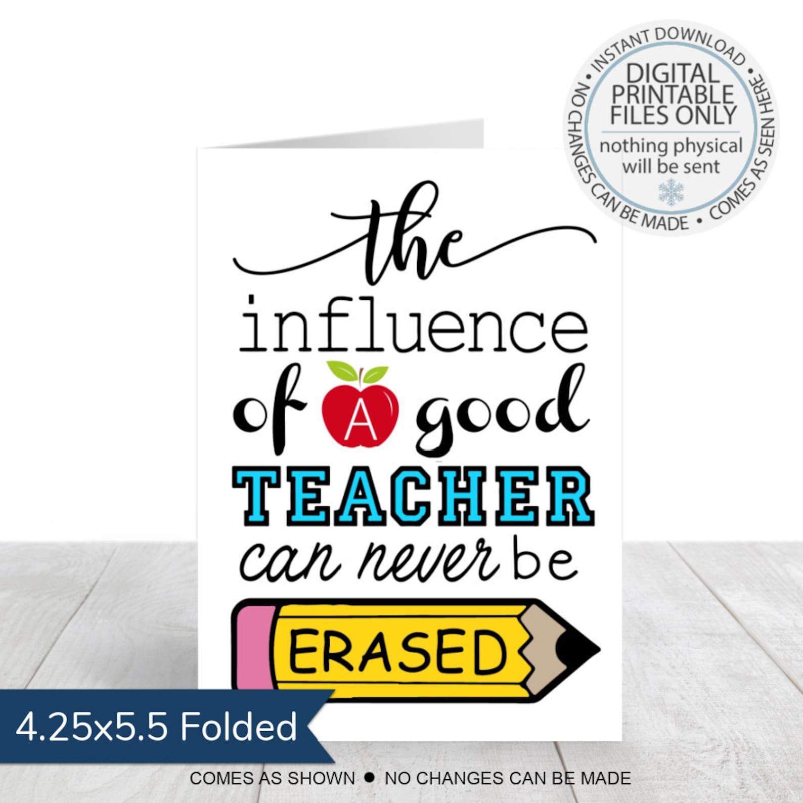 Printable Teacher Card Teacher Appreciation Card End of Year | Etsy