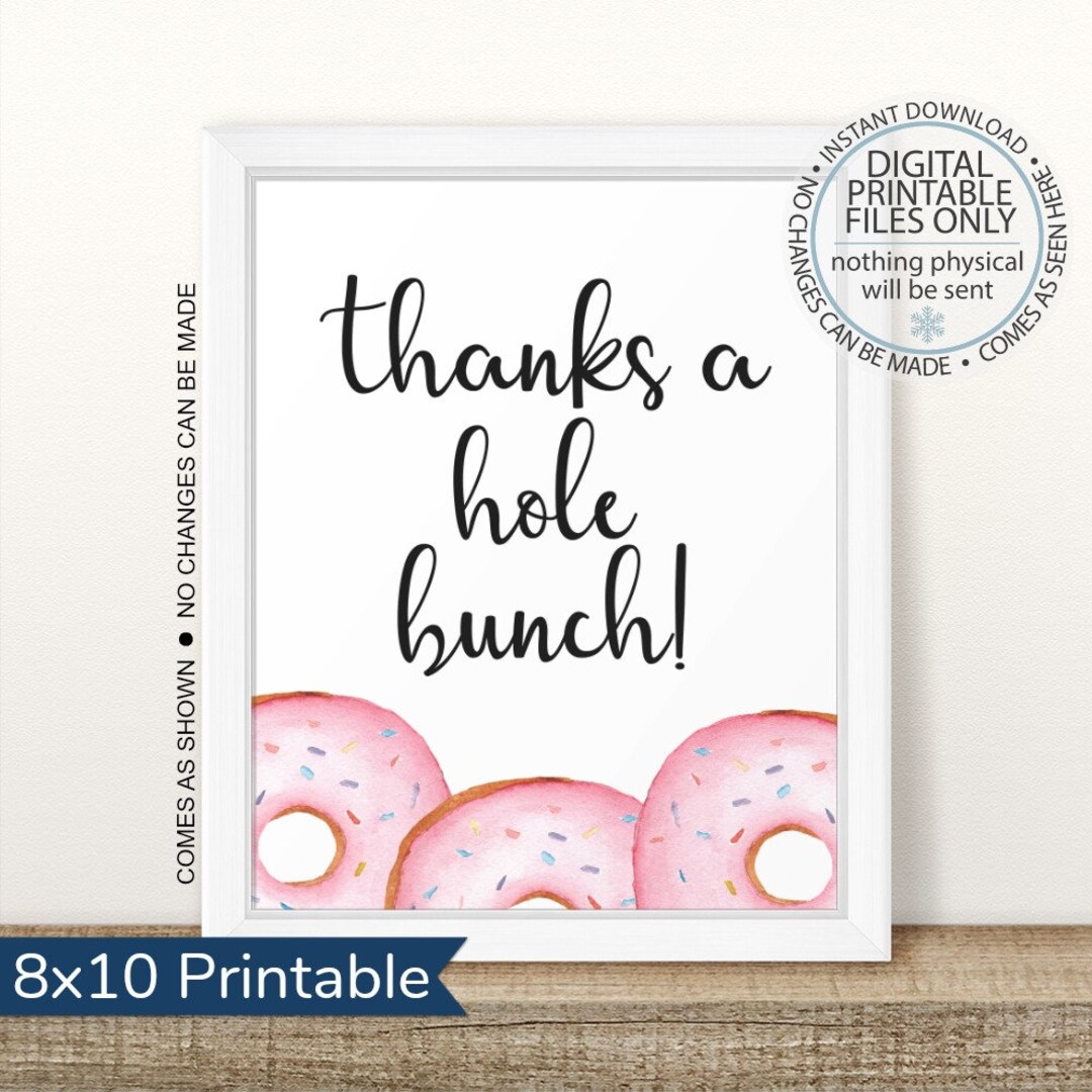 Thanks a Hole Bunch Sign, Donut Thanks Sign, Baby Sprinkle Decor, Donut ...