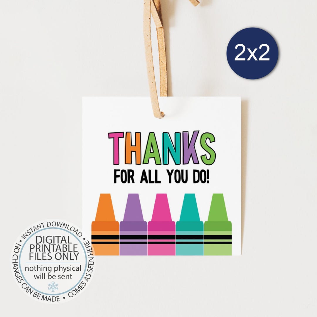 PRINTABLE Thanks for All You Do Gift Tag, Teacher Appreciation Week ...