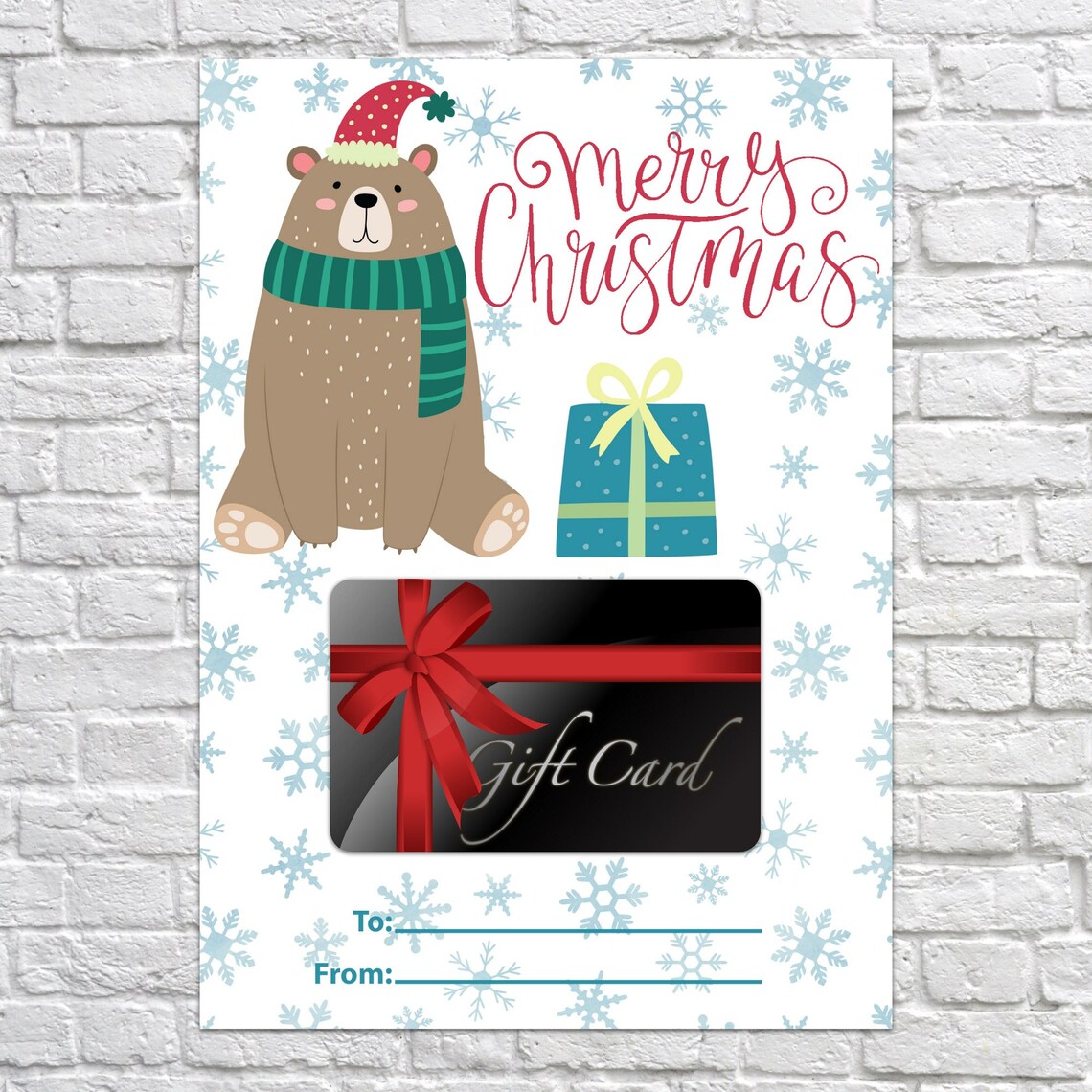 Printable Christmas Gift Card Holder Thank You Gift Card | Etsy