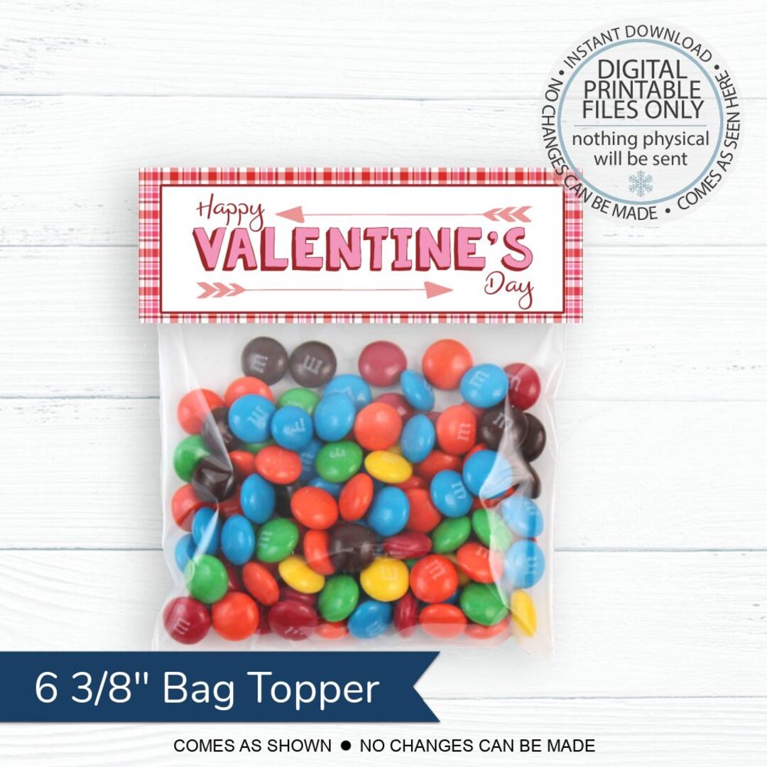 Printable Valentine Favor Tags, Happy Valentine's Day Gift Bag Toppers ...