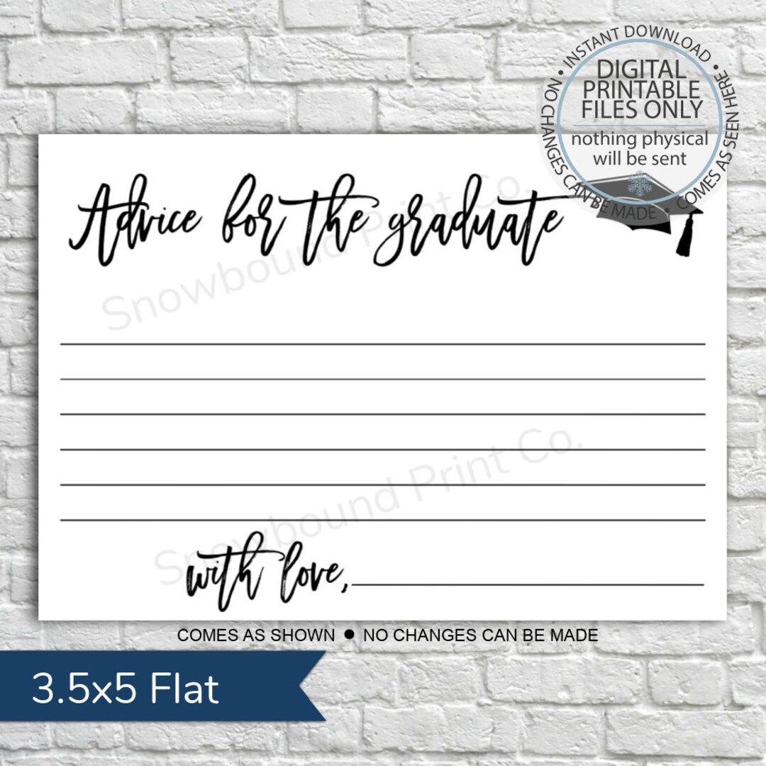 Printable Advice to the Grad Card, Graduate Advice Card, Graduation ...