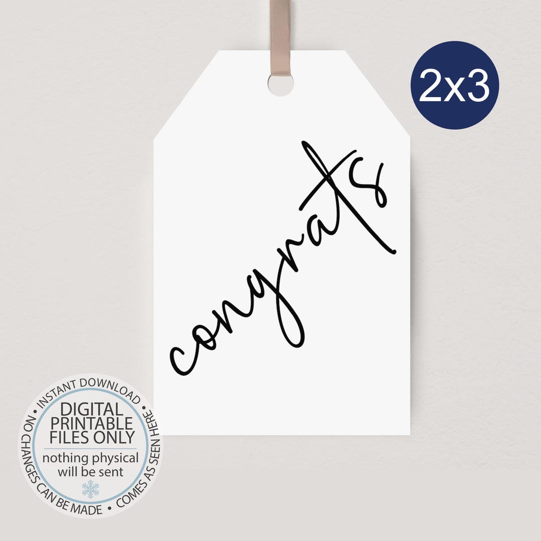 Printable Minimalist Congrats Gift Tags, Congratulations Gift, Just for ...