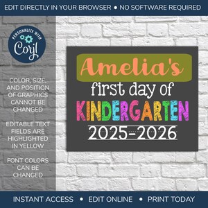 EDITABLE First Day of Kindergarten, Customized Kindergarten, First Day ...